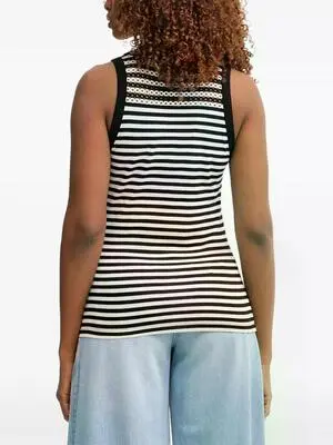 Liu Jo Logo Embellished Striped Tank Top