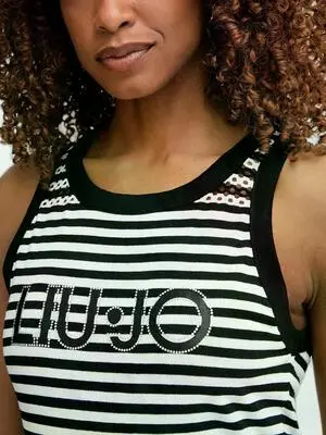 Liu Jo Logo Embellished Striped Tank Top