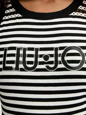 Liu Jo Logo Embellished Striped Tank Top