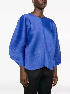Issey Miyake Coast Pleated Top With Lantern Sleeves