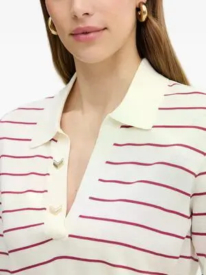 Liu Jo Striped Knit Top With Spread Collar