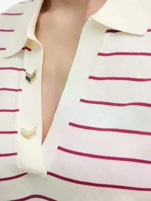 Liu Jo Striped Knit Top With Spread Collar