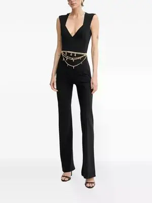 Patrizia Pepe V-neck Sleeveless Jumpsuit With Chain Belt - Black