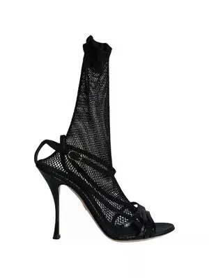 Dolce & Gabbana Mesh Panelled Leather Heeled Sandals