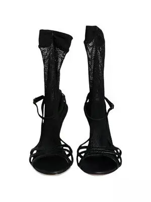 Dolce & Gabbana Mesh Panelled Leather Heeled Sandals