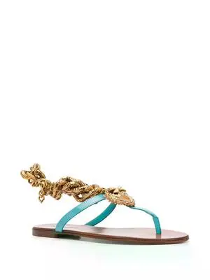 Dolce & Gabbana Devotion Calf Leather Sandals With Chain Link Detailing