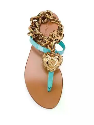 Dolce & Gabbana Devotion Calf Leather Sandals With Chain Link Detailing