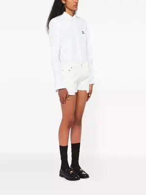 Miu Miu Denim Shorts With Raw Edges