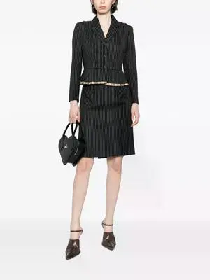 LOUIS VUITTON Striped Skirt Suit Set - Black