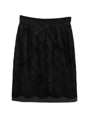 LOUIS VUITTON Lace Overlay Wool Skirt