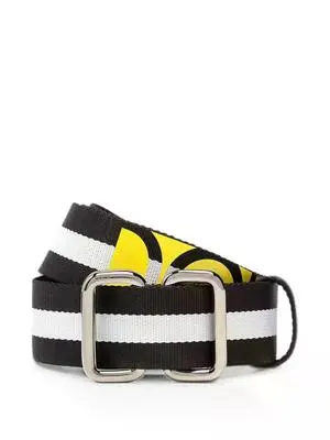 Dolce & Gabbana Striped Logo Print Belt - Black