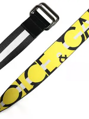 Dolce & Gabbana Striped Logo Print Belt