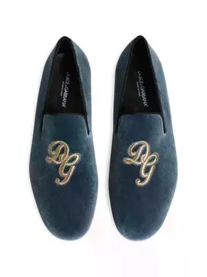 Dolce & Gabbana Velvet Dg Logo Loafers