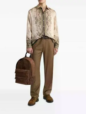 Etro Silk Twill Shirt With Placed Pegaso-print
