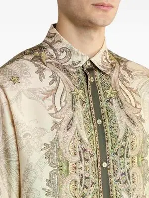Etro Silk Twill Shirt With Placed Pegaso-print