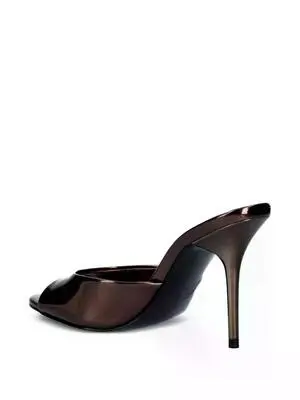 Moschino Patent Heart Plaque Stiletto Sandals