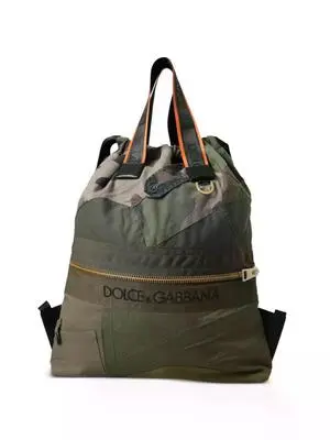 Dolce & Gabbana Patchwork Camouflage Backpack - Green