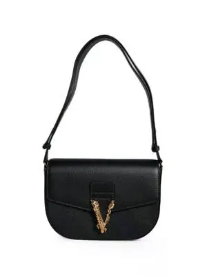 Versace La Medusa Grained Leather Shoulder Bag