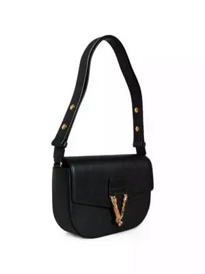 Versace La Medusa Grained Leather Shoulder Bag