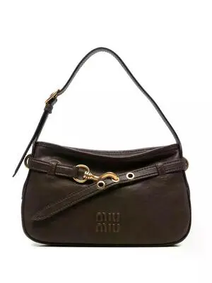 Miu Miu Embossed Logo Buckle-strap Shoulder Bag