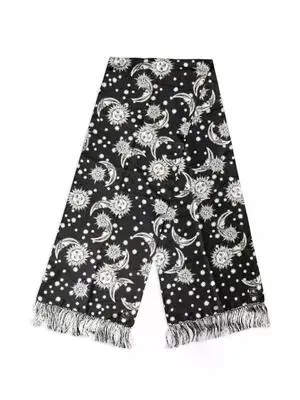 Dolce & Gabbana Celestial-print Fringed-detail Scarf - Black