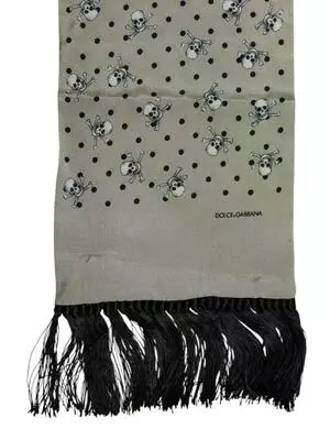 Dolce & Gabbana Skull-print Fringed Scarf