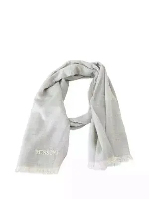 Missoni Logo-embroidered Fringed Scarf - Grey