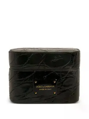 Dolce & Gabbana Logo-plaque Leather Airpods Case - Black