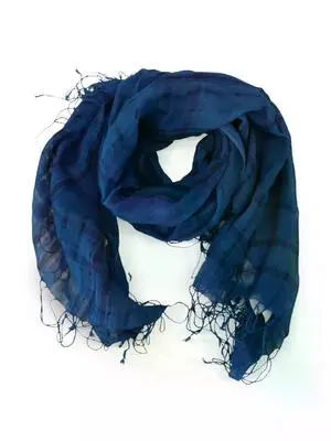 Costume National Chequered Fringed Scarf - Blue