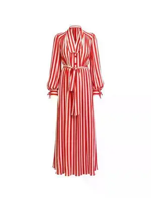 Dolce & Gabbana Striped Pussy-bow Maxi Dress