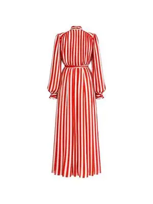 Dolce & Gabbana Striped Pussy-bow Maxi Dress