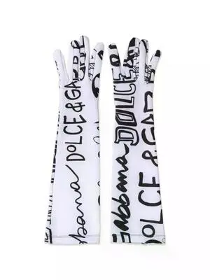Dolce & Gabbana Elbow-length Gloves With Logo Print - White