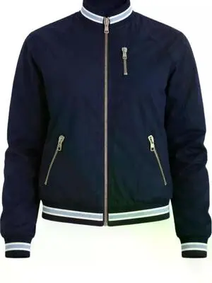 John Galliano Logo Print Striped Trim Jacket