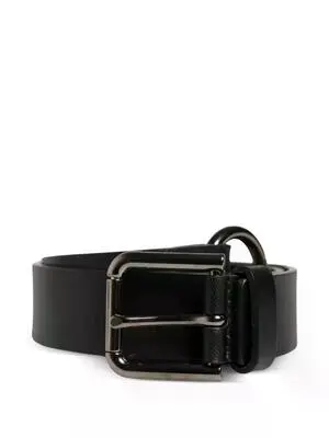 Dolce & Gabbana Leather Belt With Ring Detail Buckle - Black