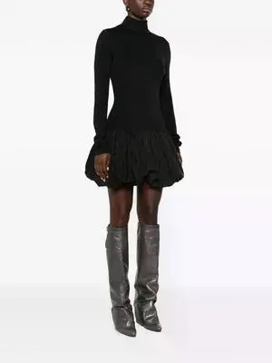 Off-White High-neck Puff-skirt Mini Dress