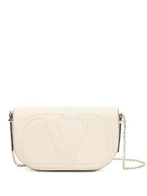 Valentino Garavani Vlogo Walk Chain Pouch In Calfskin - Neutrals