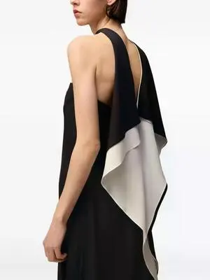RETORI Retro Draped Bi-color Maxi Dress