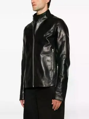 Rick Owens Asymmetrical Zip Leather Jacket