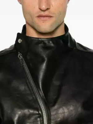 Rick Owens Asymmetrical Zip Leather Jacket