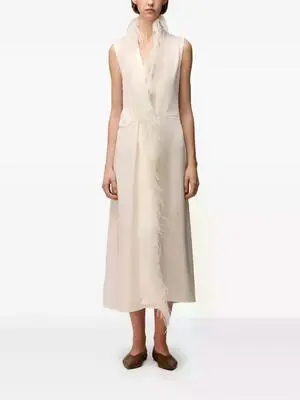 RETORI Retro Feather-trimmed Sleeveless Wrap Midi Dress