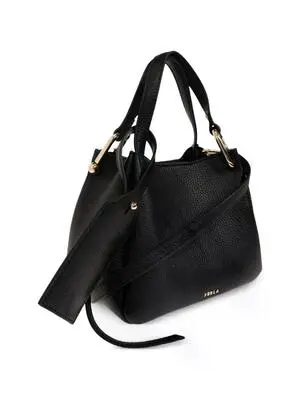 Furla Mini Nuvola Grained Leather Tote Bag - Black