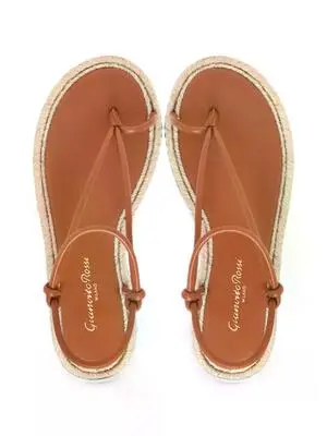 GIANVITO ROSSI Kora Metallic Leather Espadrille Sandals