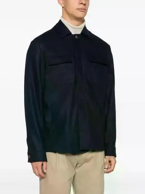 Eleventy Midnight Wool Blend Fleece Shirt Jacket