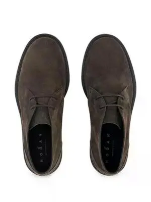 Hogan Dark Suede Lace-up Ankle Boots