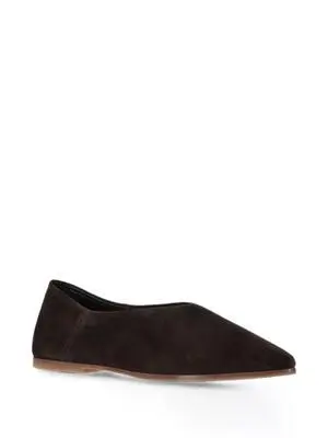 LA ROSE Pointed-toe Suede Ballet Flats