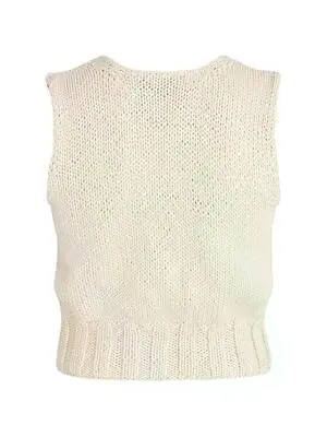 PINK MEMORIES Open-knit Sleeveless Cropped Sweater