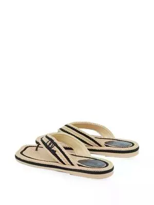 Chloé Rope Detail Logo Embroidered Sandals - Neutrals