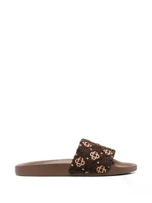 Casablanca Monogram Embroidered Terry Cloth Slippers