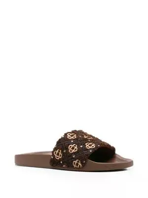 Casablanca Monogram Embroidered Terry Cloth Slippers