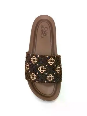 Casablanca Monogram Embroidered Terry Cloth Slippers